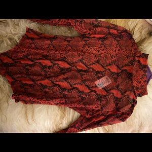 Windsor | Tops | Red Snakeskin Bodysuite | Poshmark